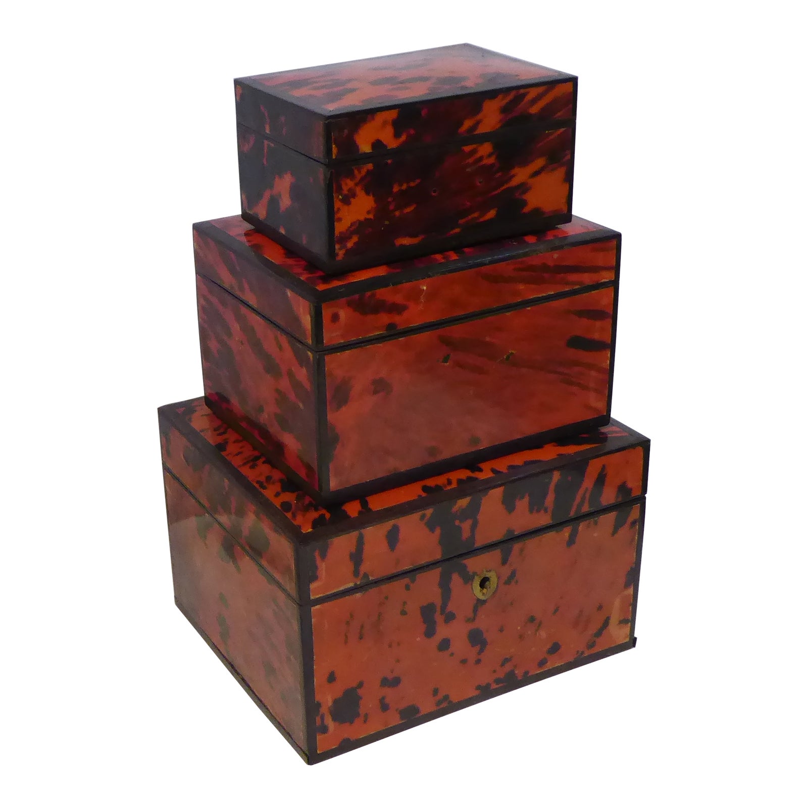 Vintage Faux Tortoise Shell Boxes - Set 3 | Chairish