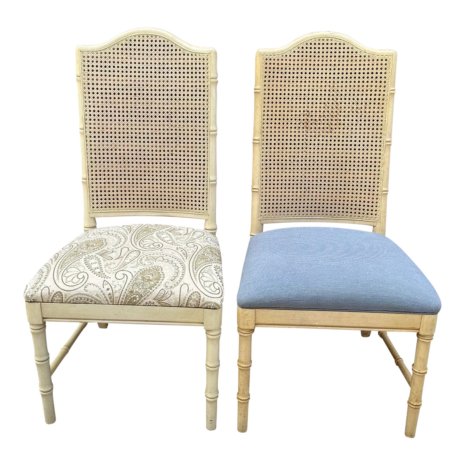1970s Dixie Faux Bamboo and Cane Dining Chairs - Set of 2 | Chairish