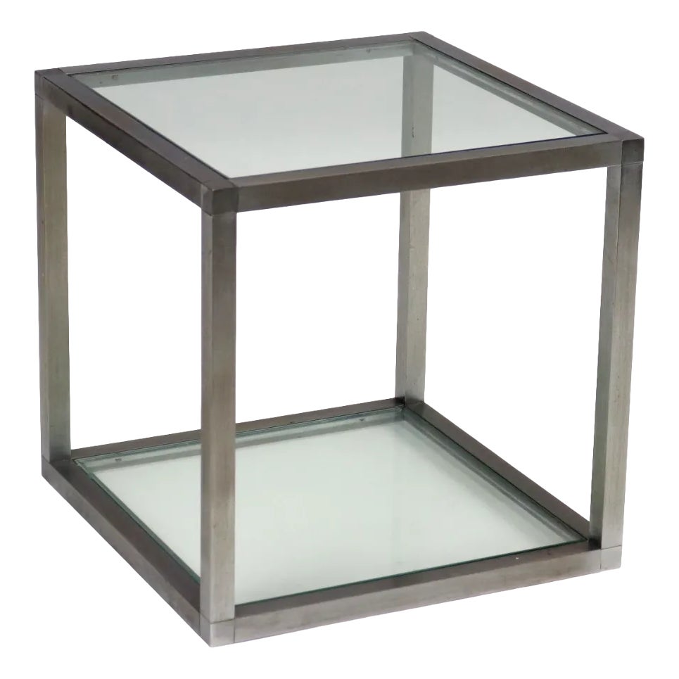 Vintage Cubic Coffee Table in Glass & Metal, Italy, 1960s | Chairish