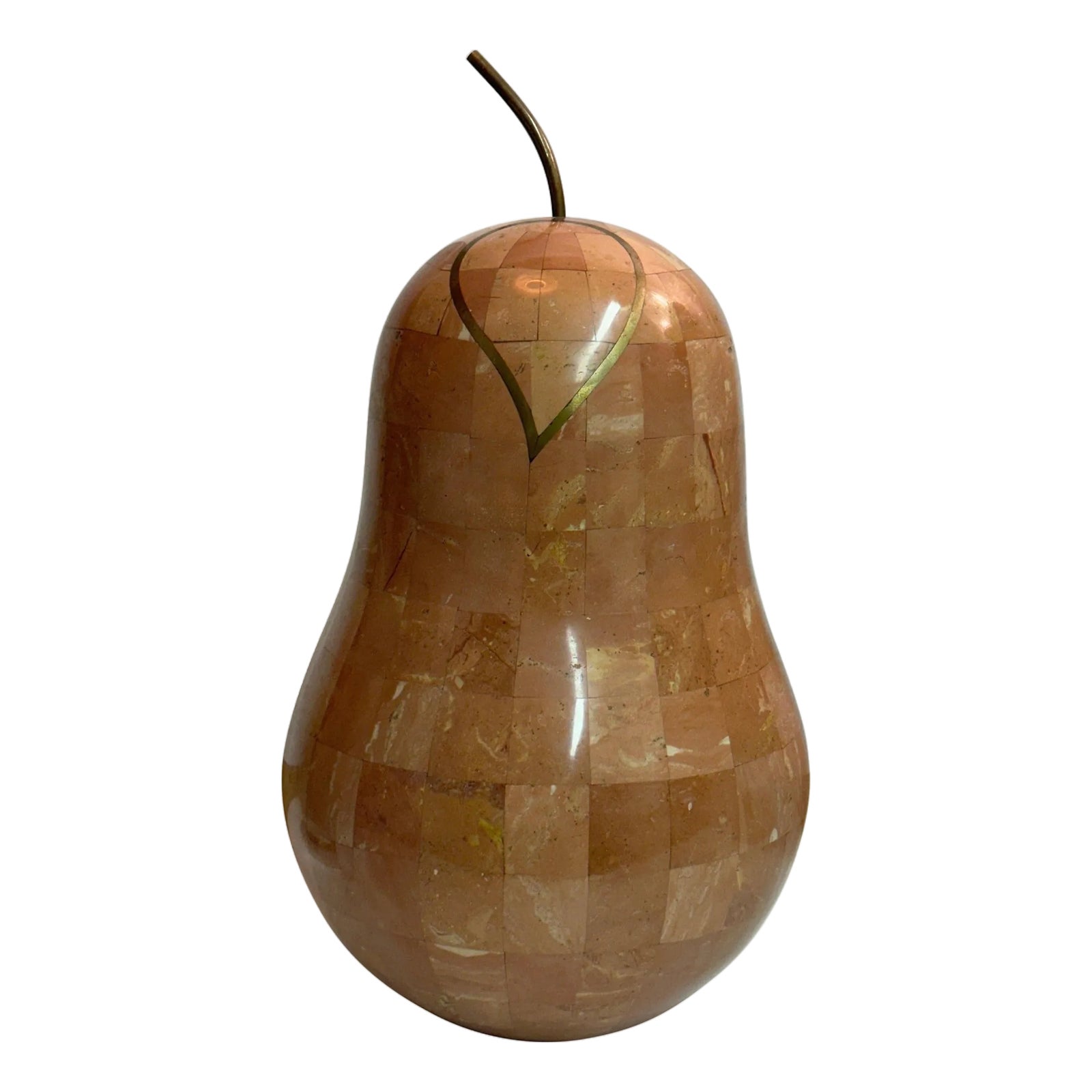 Tessellated Stone Pear Sculpture Bookend | Chairish