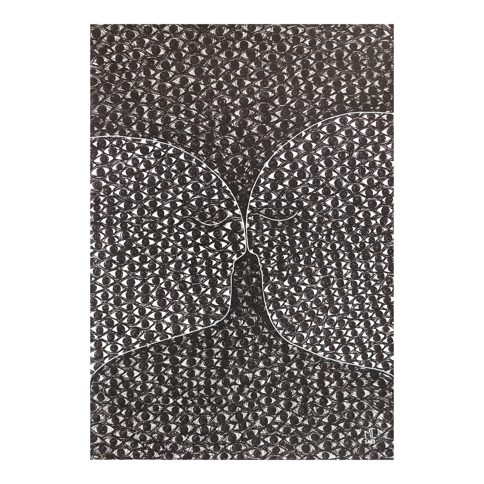 Beware the Eyes - Abstract Black and White Figurative Illustrative Art ...