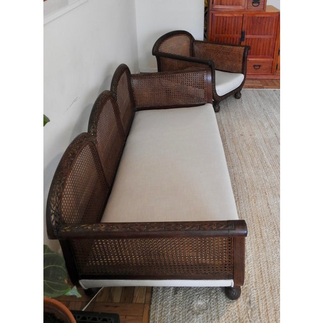 Two Piece Mahogany Cane Bergere Couch Settee Sofa Lounge Suite Circa 1900 Chairish