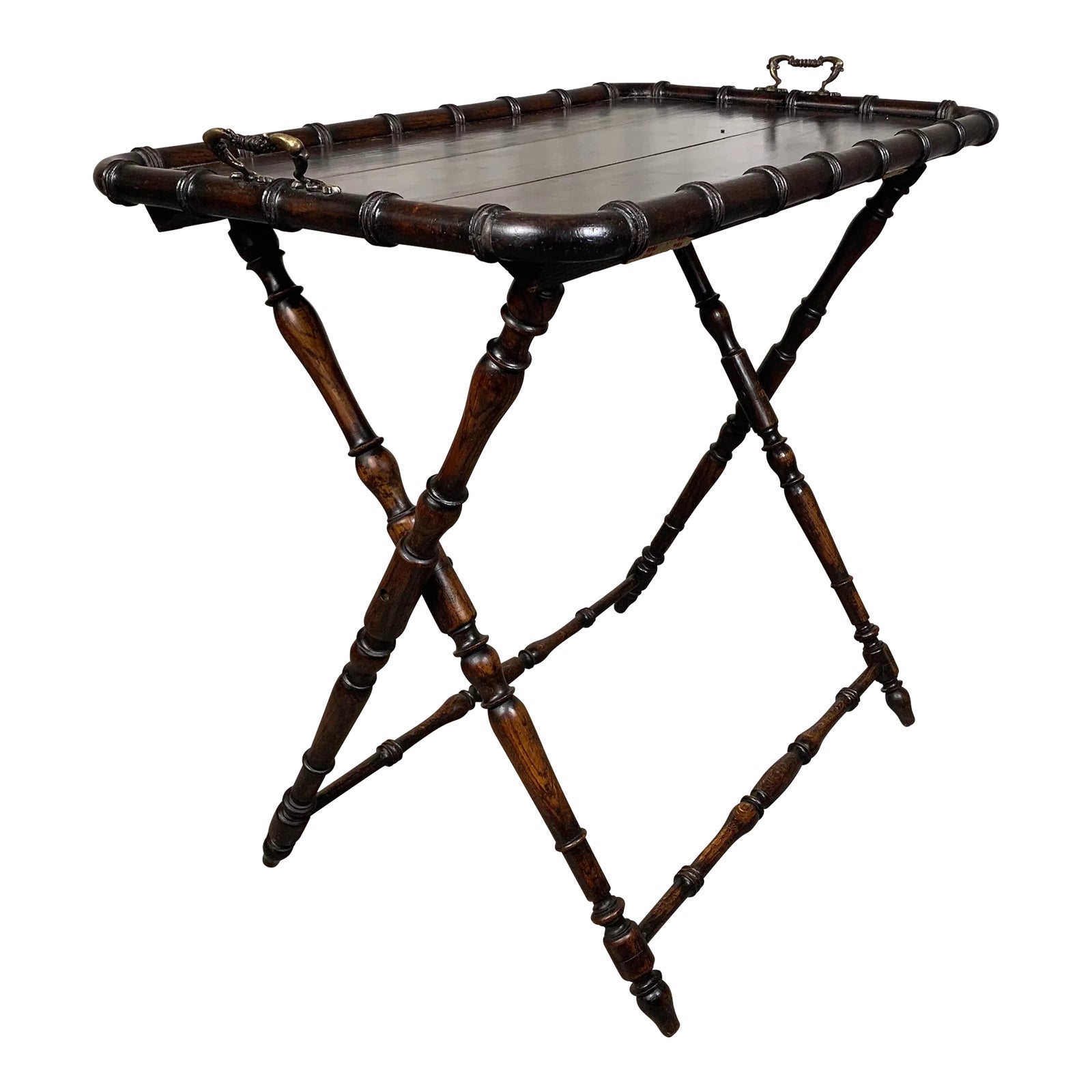 1900's Faux Bamboo Folding Butler Tray | Chairish