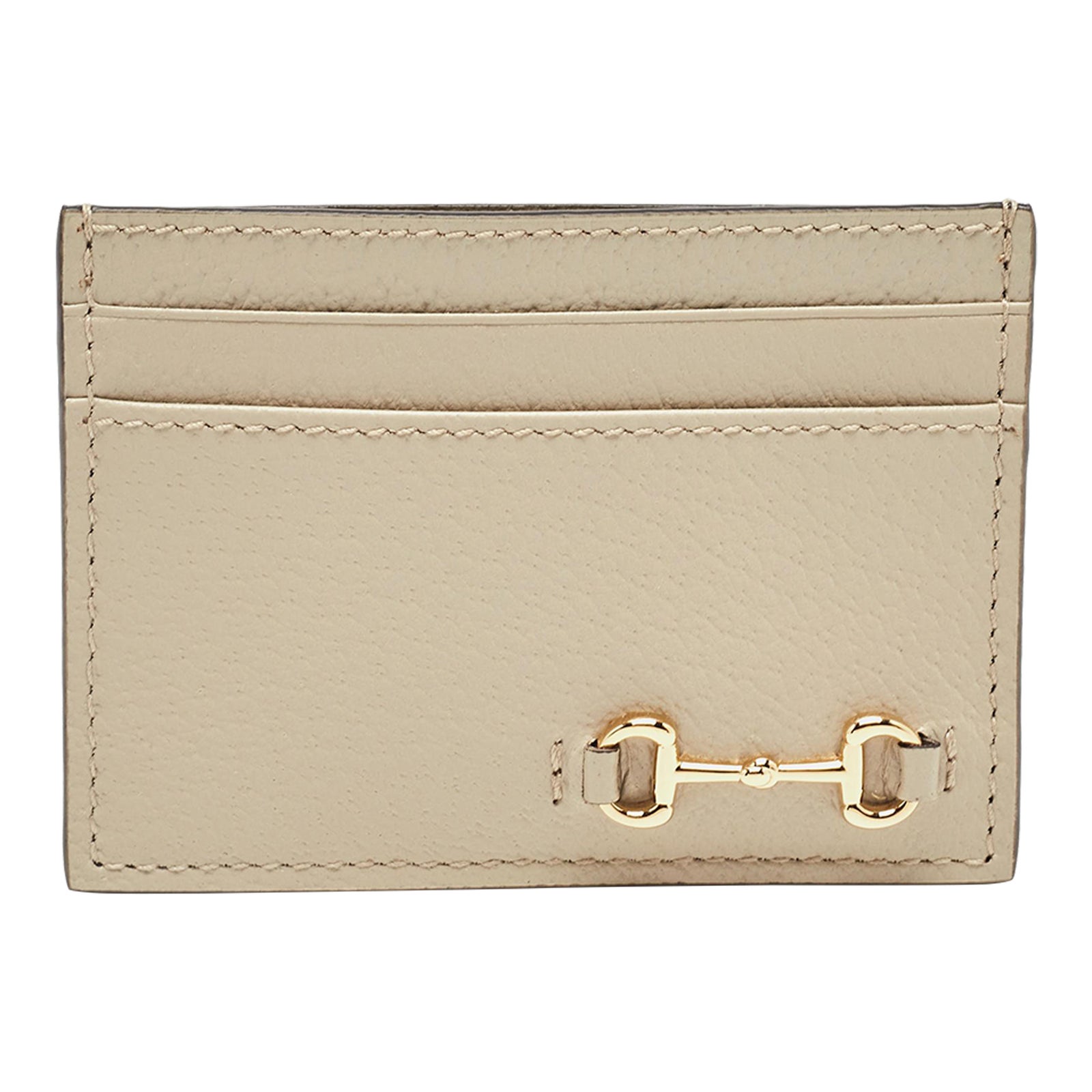 Gucci Beige Leather Horsebit Card Holder | Chairish