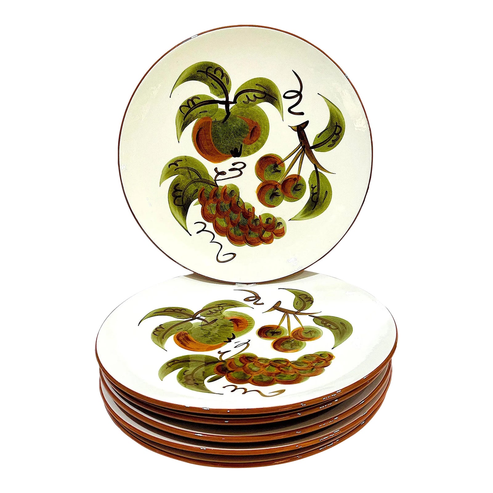 1960's Hand-Painted Stangl "Orchard Song" Dinner Plates - Set of 6 ...
