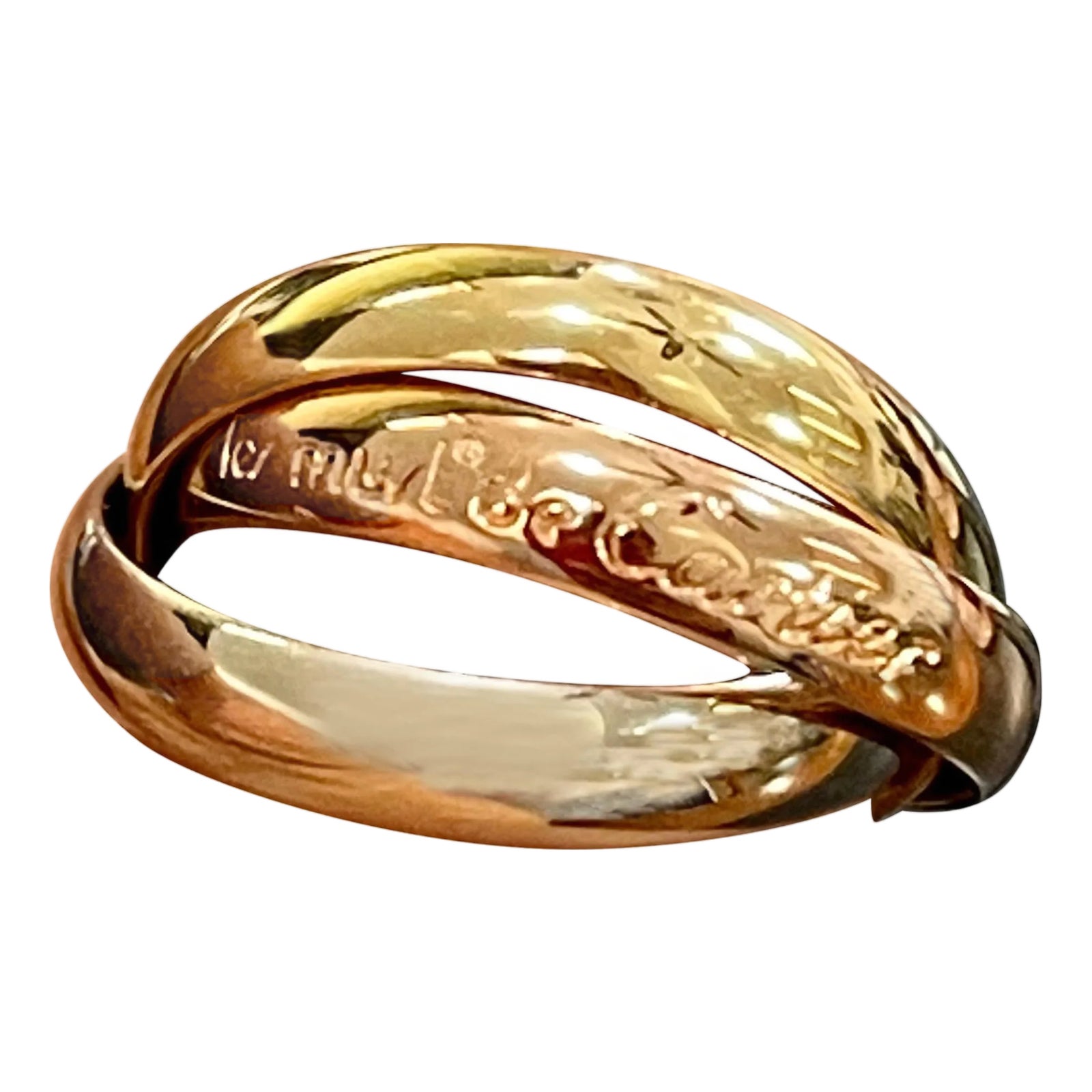 Cartier Trinity Tri-Color White, Yellow Rose, 18 Karat Gold Rolling ...