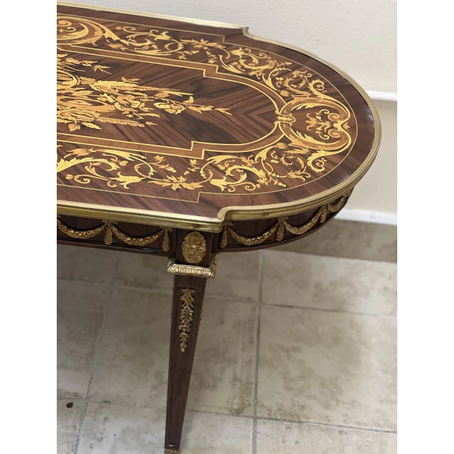 1980s Louis XV Marquetry Coffee Table Cocktail Table | Chairish