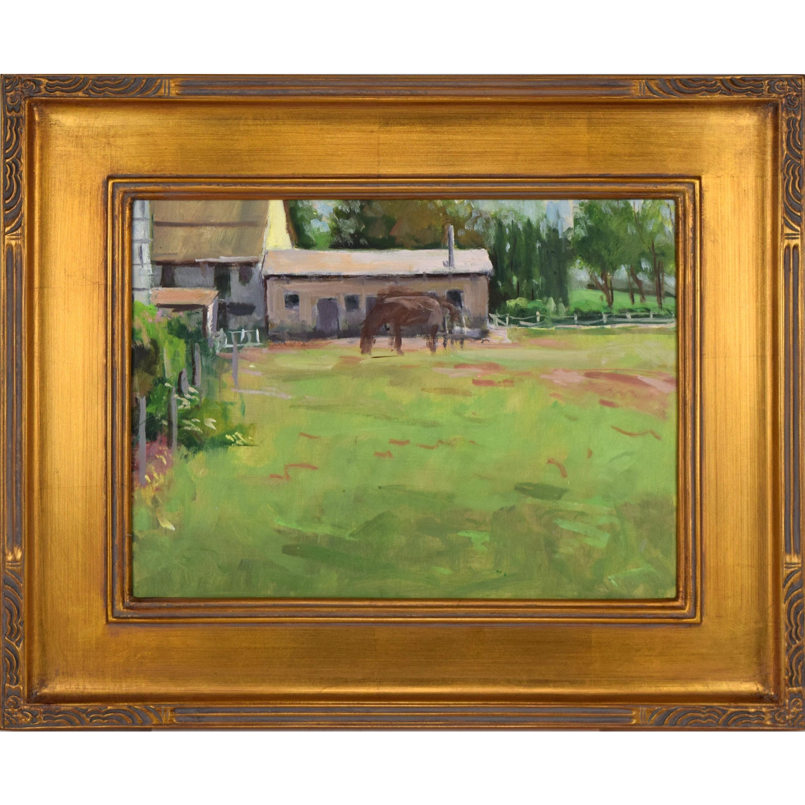 Vintage American Impressionist Landscape Oil Painting With Horse by ...