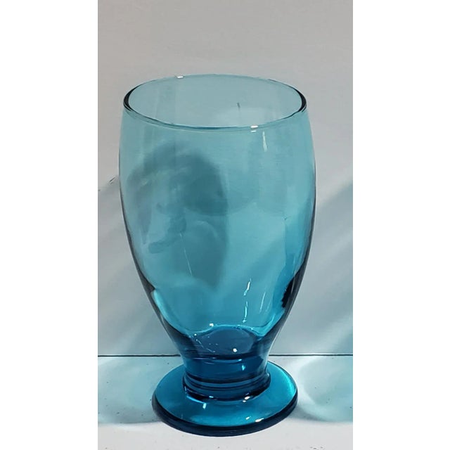 Turquoise Footed Cristar by Lexington Glass | Chairish