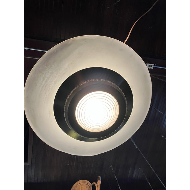 1950s Vintage Etched Glass Disk Light | Chairish