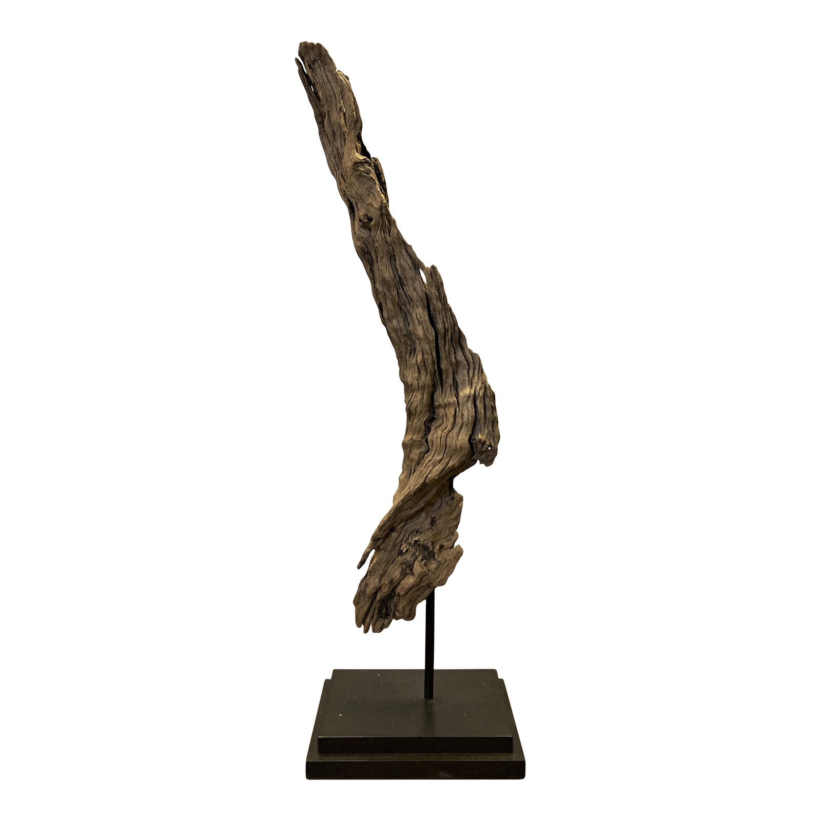 Contemporary Organic Modern Natural Wood Sculpture on Stand | Chairish