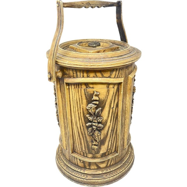 Mid-Century Faux Bois Magnum Ice Bucket | Chairish