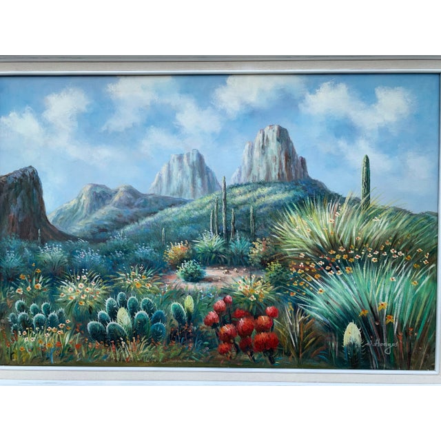 1990s Acrylic on Canvas Desert Landscape Painting, Framed | Chairish