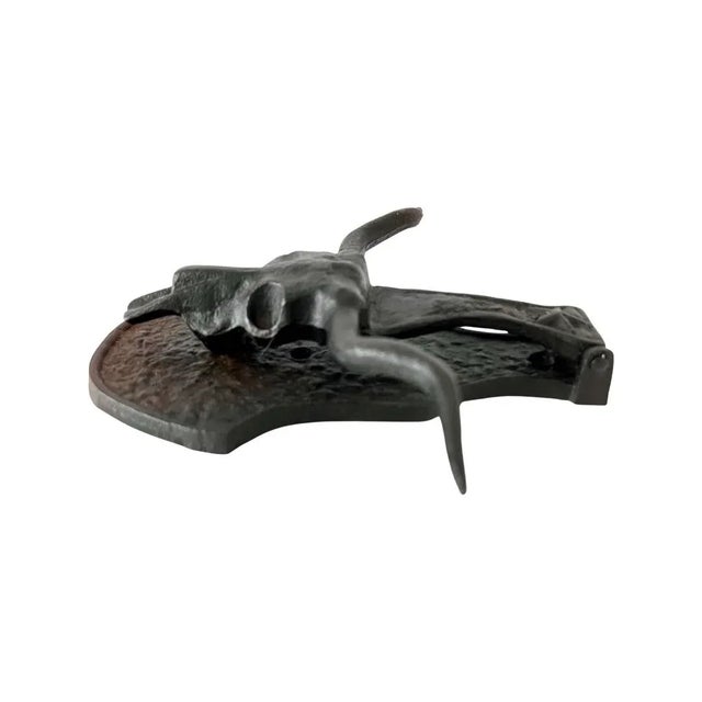 Vintage 1970s Western Ranch Cast Iron Bull Skull Door Knocker | Chairish