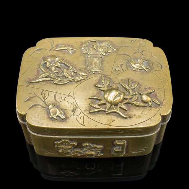 1850s Victorian Small Antique Seamstress' Button Box, Japanese, Brass, Decorative, Edo Period ...