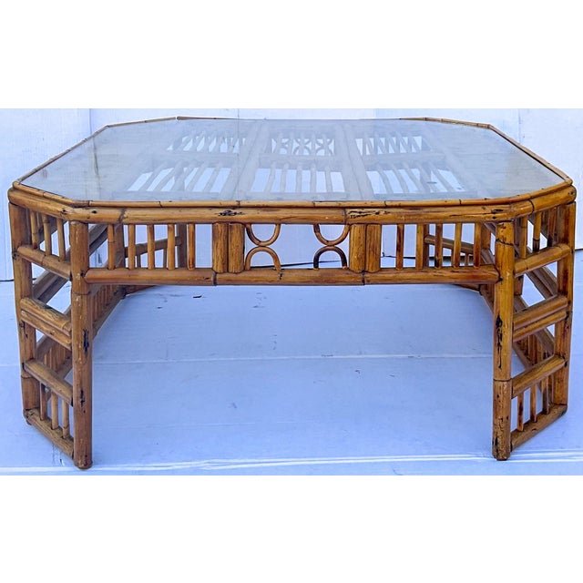 Mid-Century English Brighton Pavilion Style Burnt Bamboo Coffee Table ...
