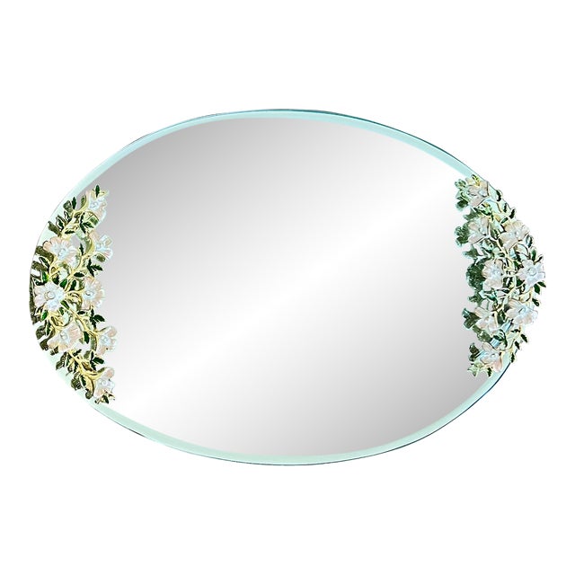 Vintage Jeweled Vanity/Perfume Tray With Beveled Mirror Enamel Flowers ...