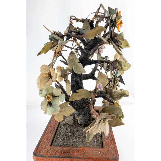 19th Century Chinese Chinoiserie Decorative Jade Tree With Hardstone ...