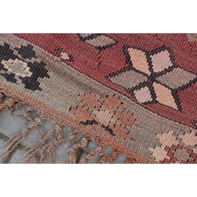 Vintage Turkish Handmade Kilim Runner Rug - 5′ × 12′7″ | Chairish
