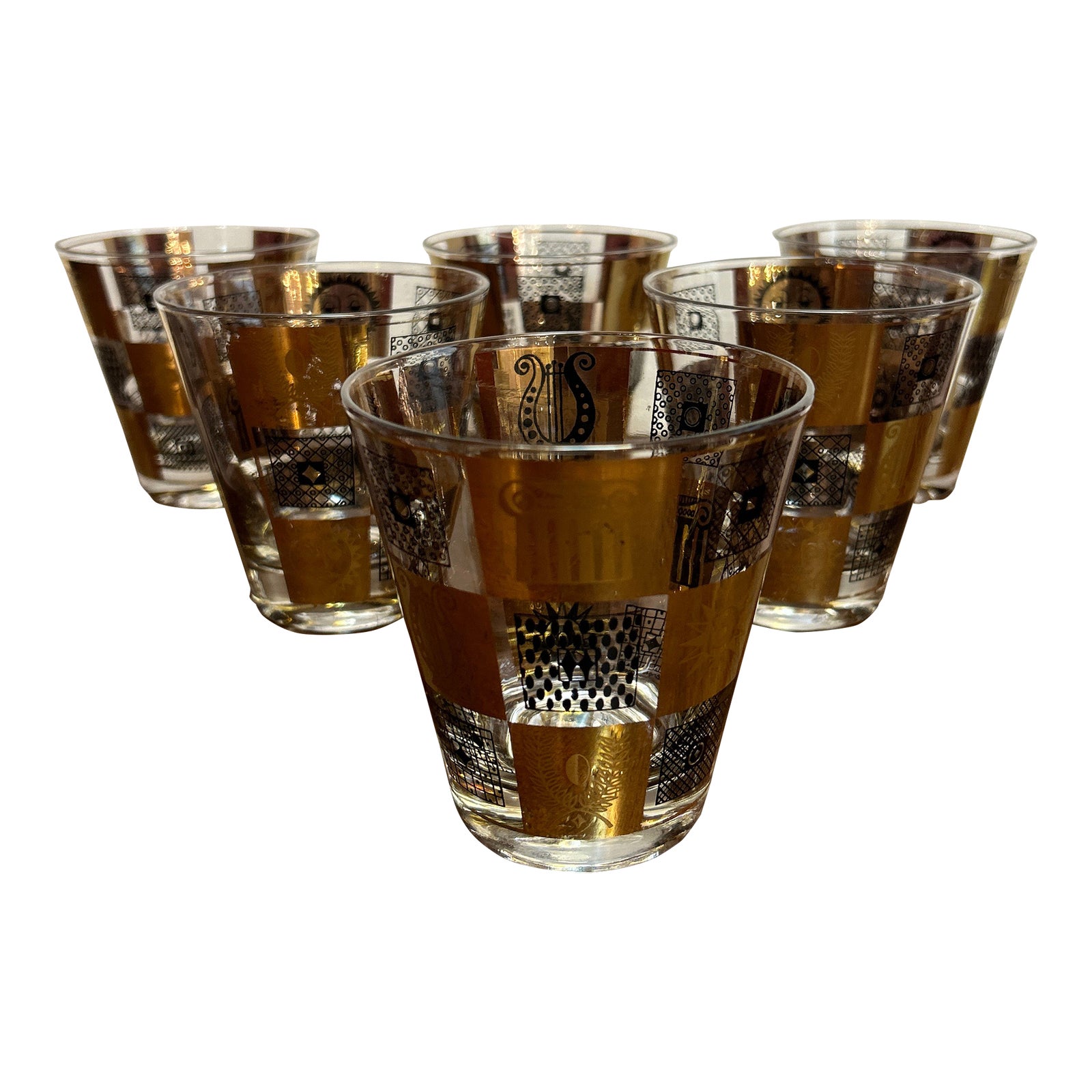 Georges Briard Mid Century Modern Flared Lowball Rocks Cocktail Glasses