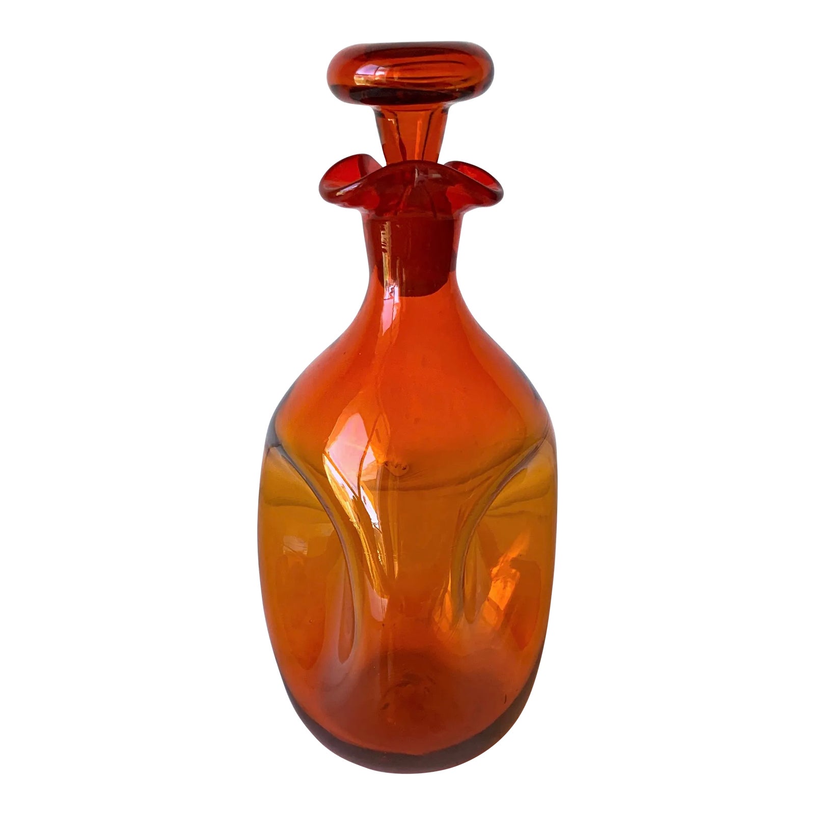 Mid Century Modern Blenko Tangerine Art Glass Decanter, by Winslow ...