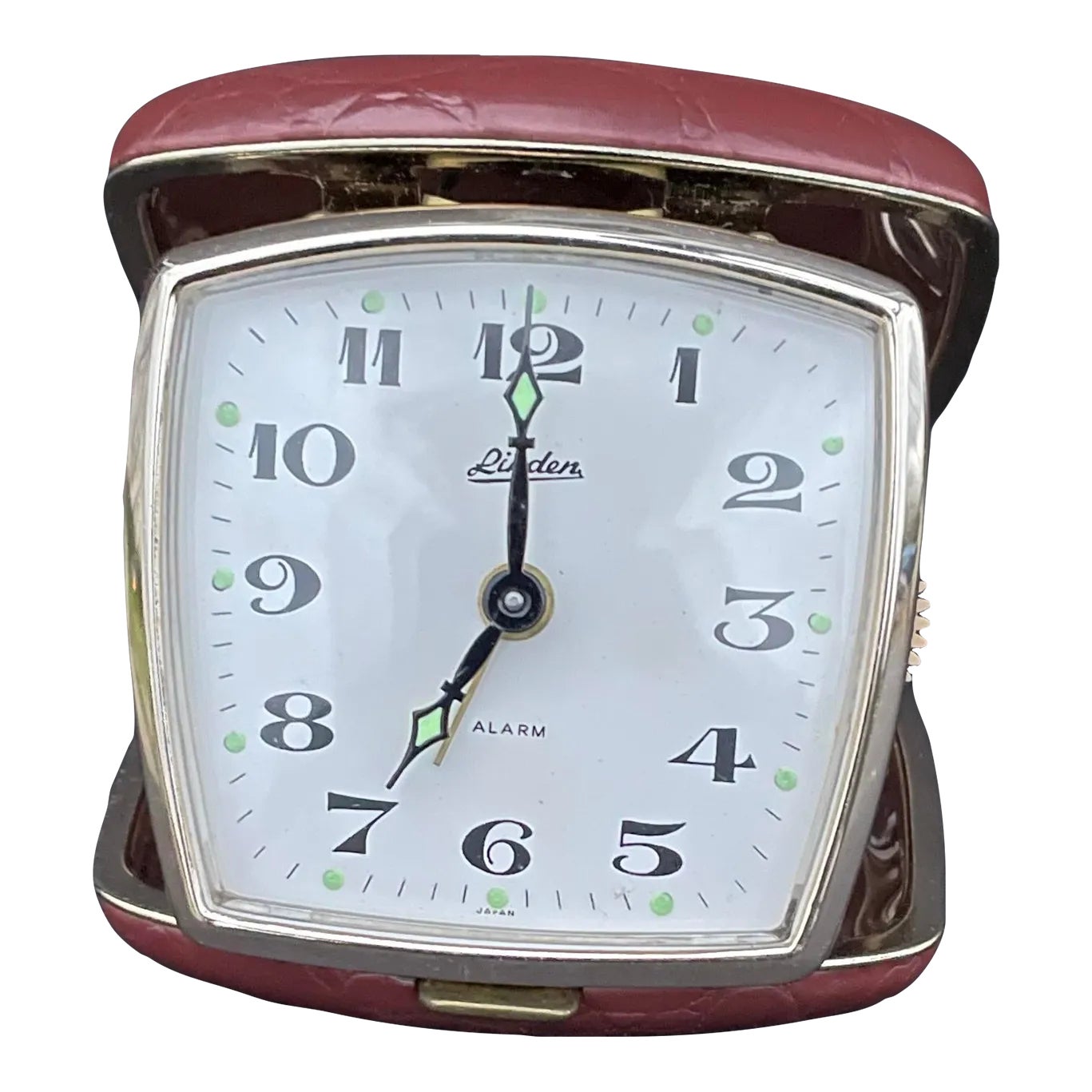 Vintage Linden Travel Alarm Clock in Leather Case | Chairish