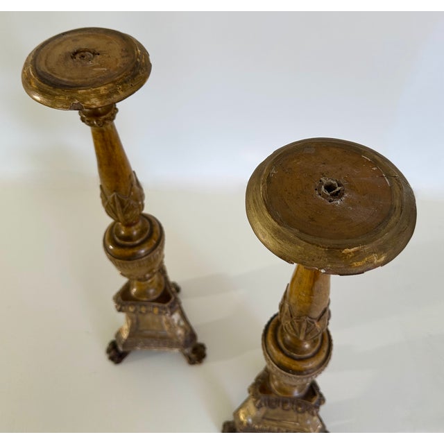 Pair of Mid 19th Century French Water Gilt Gold Candlesticks Prickets ...