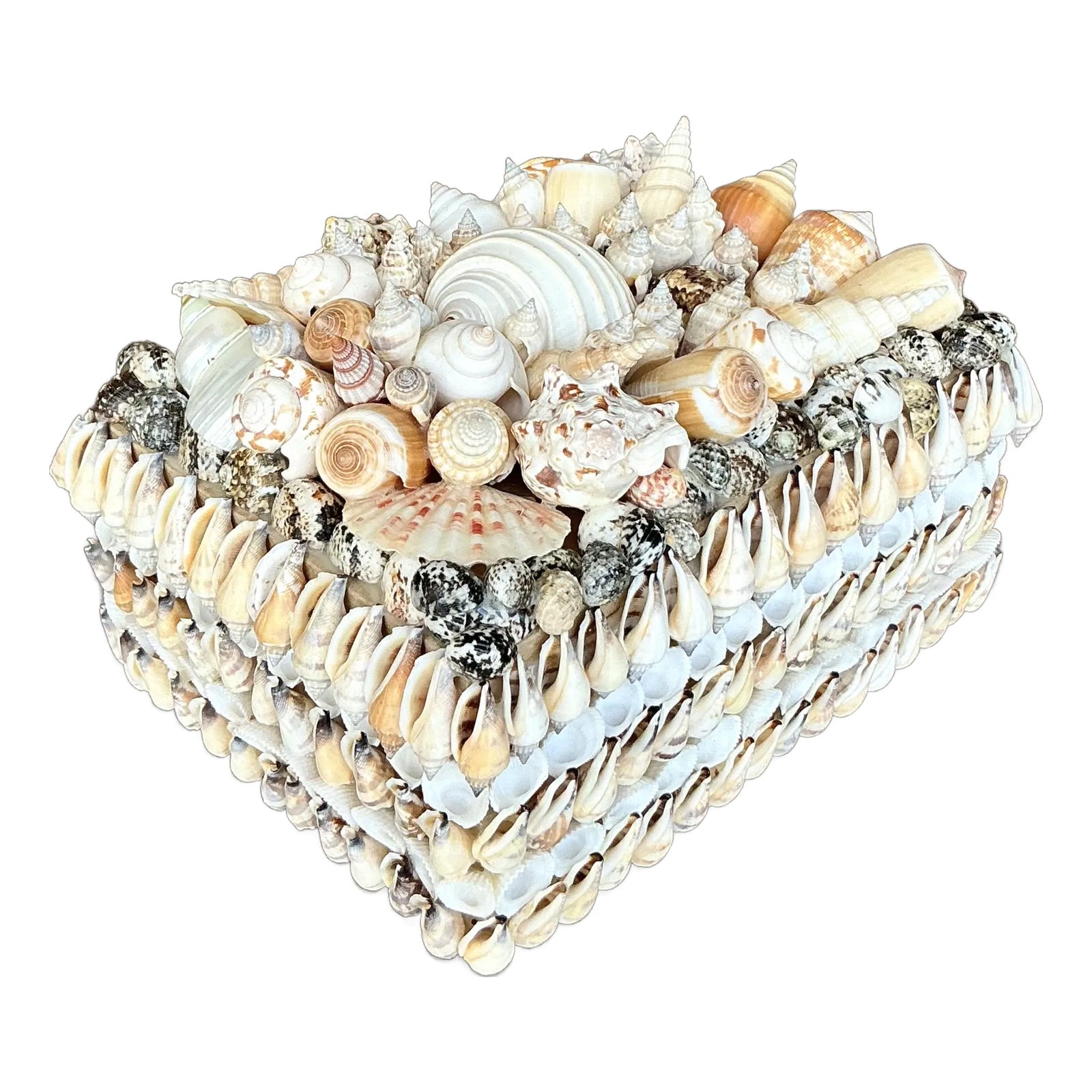 Vintage Coastal Shell Encrusted Box | Chairish