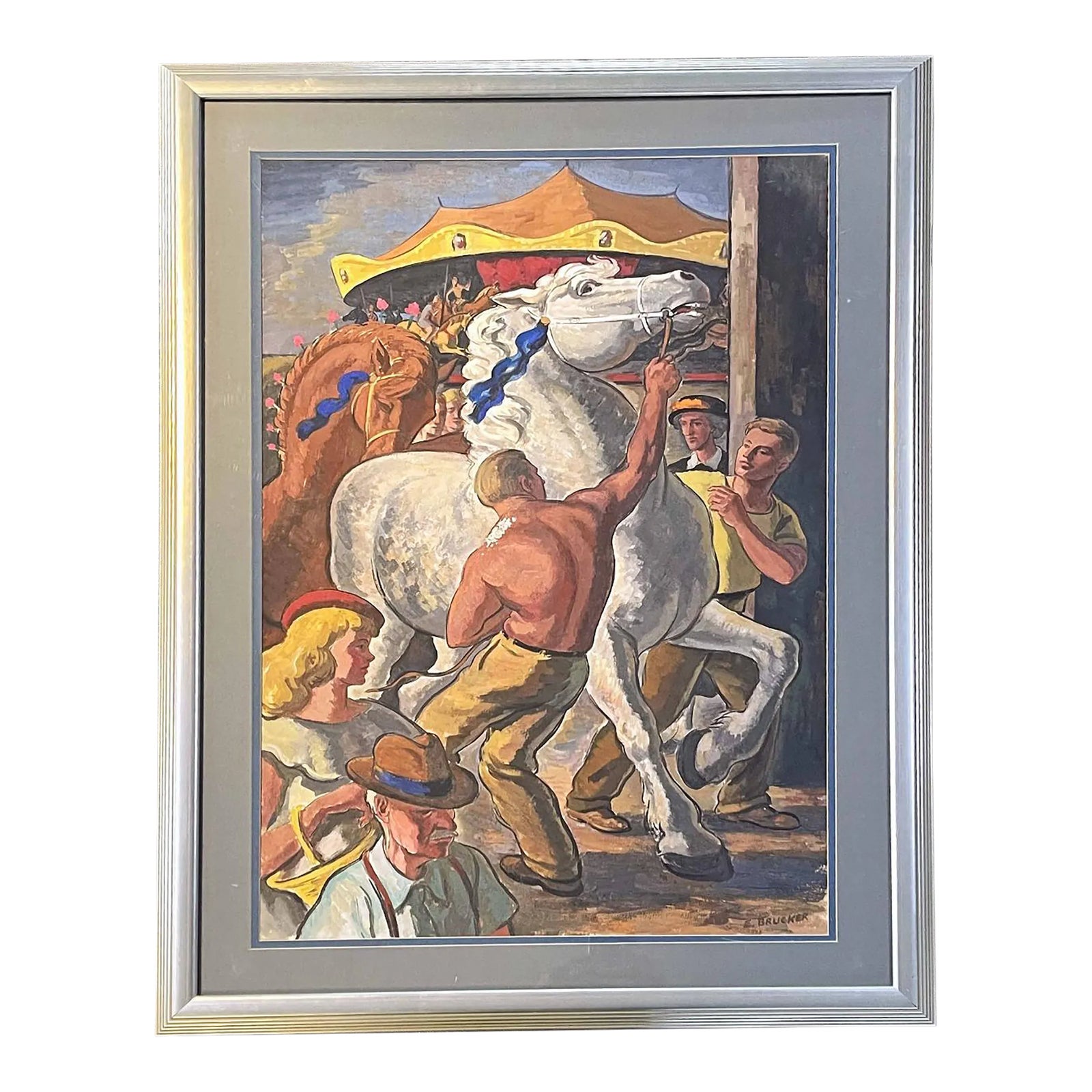 State Fair Scene With Horses and Merry-Go-Round by Edmund Brucker ...