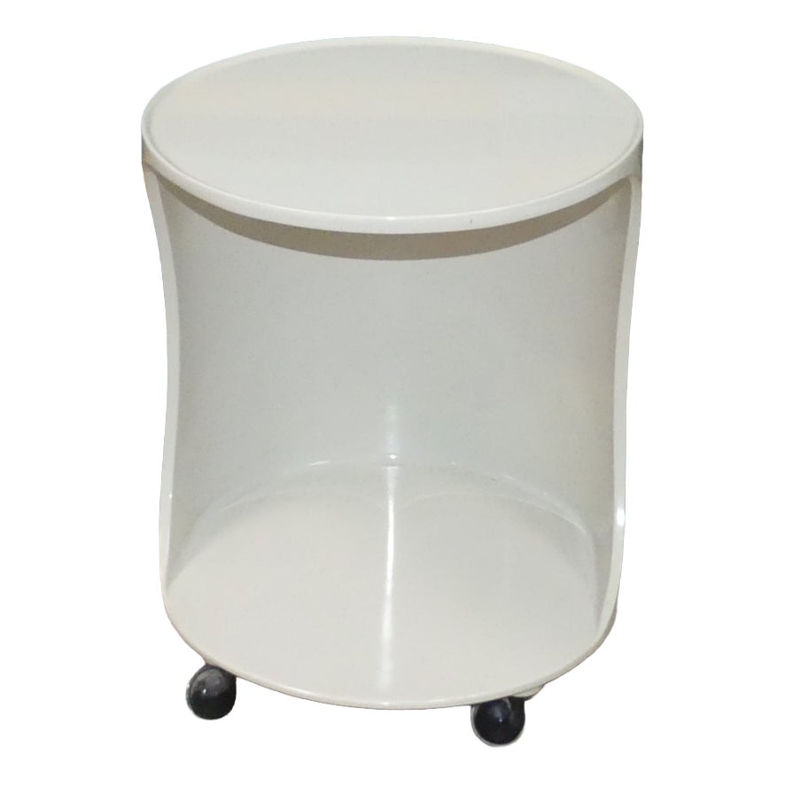 Small Space Age Side Table in White Plastic, 1970s | Chairish