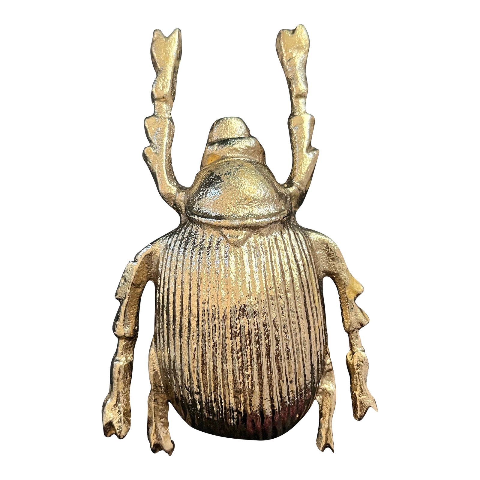 Large Goldtone Metal Beetle Paperweight | Chairish