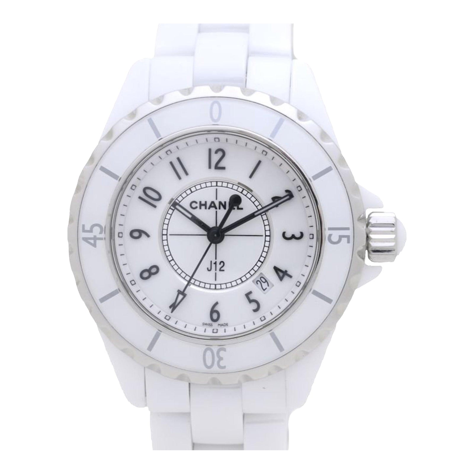 Chanel J12 Late Model H0968 White Ceramic X Stainless Steel Ladies ...