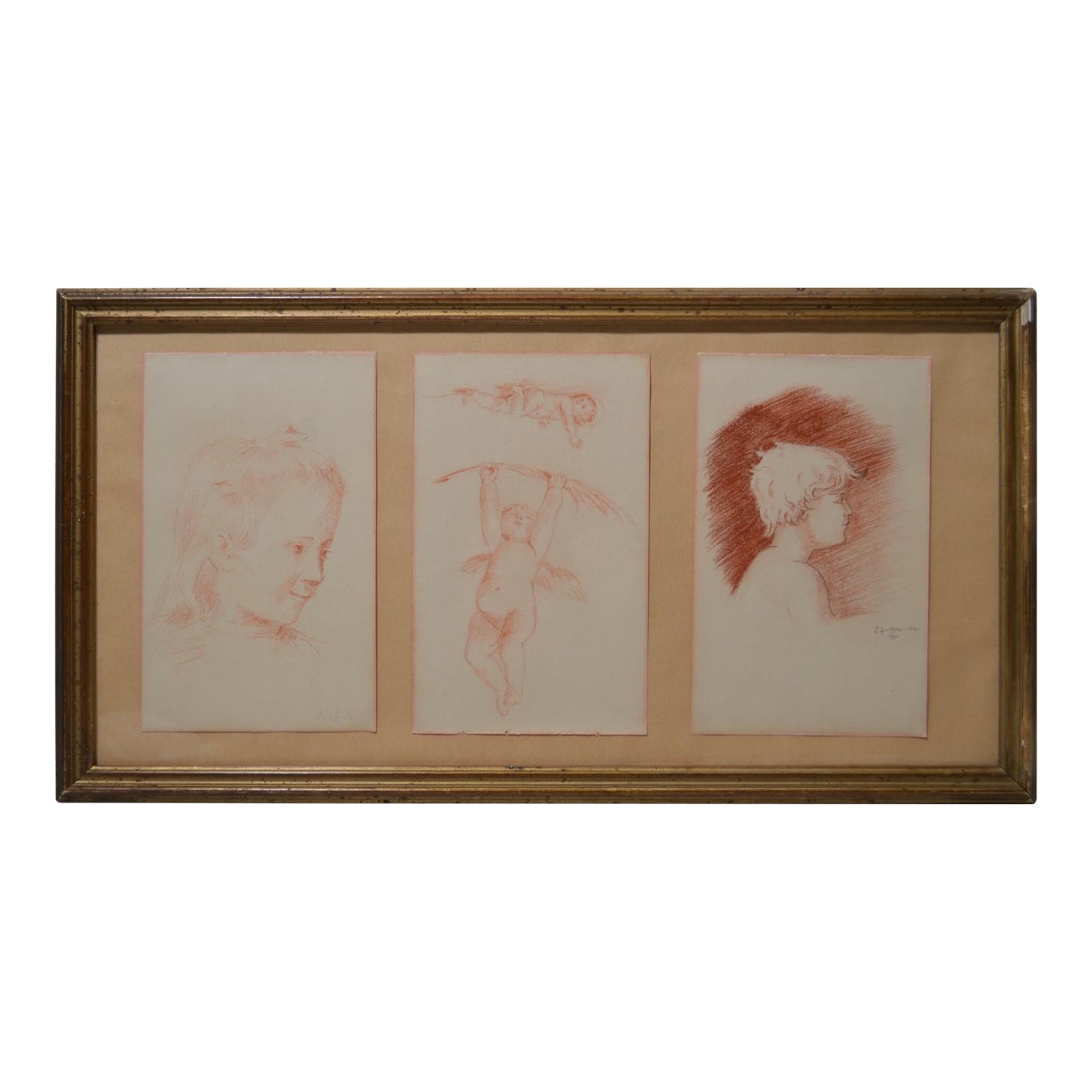 French School of the Early 20th Century - Three Studies Sanguine ...