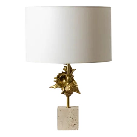 Gilded Bronze Shell Lamp from Maison Charles, France, 1970s | Chairish