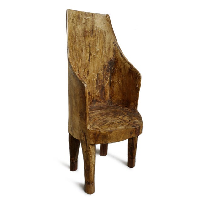 Vintage India Naga Tribe Carved Wood Chair | Chairish