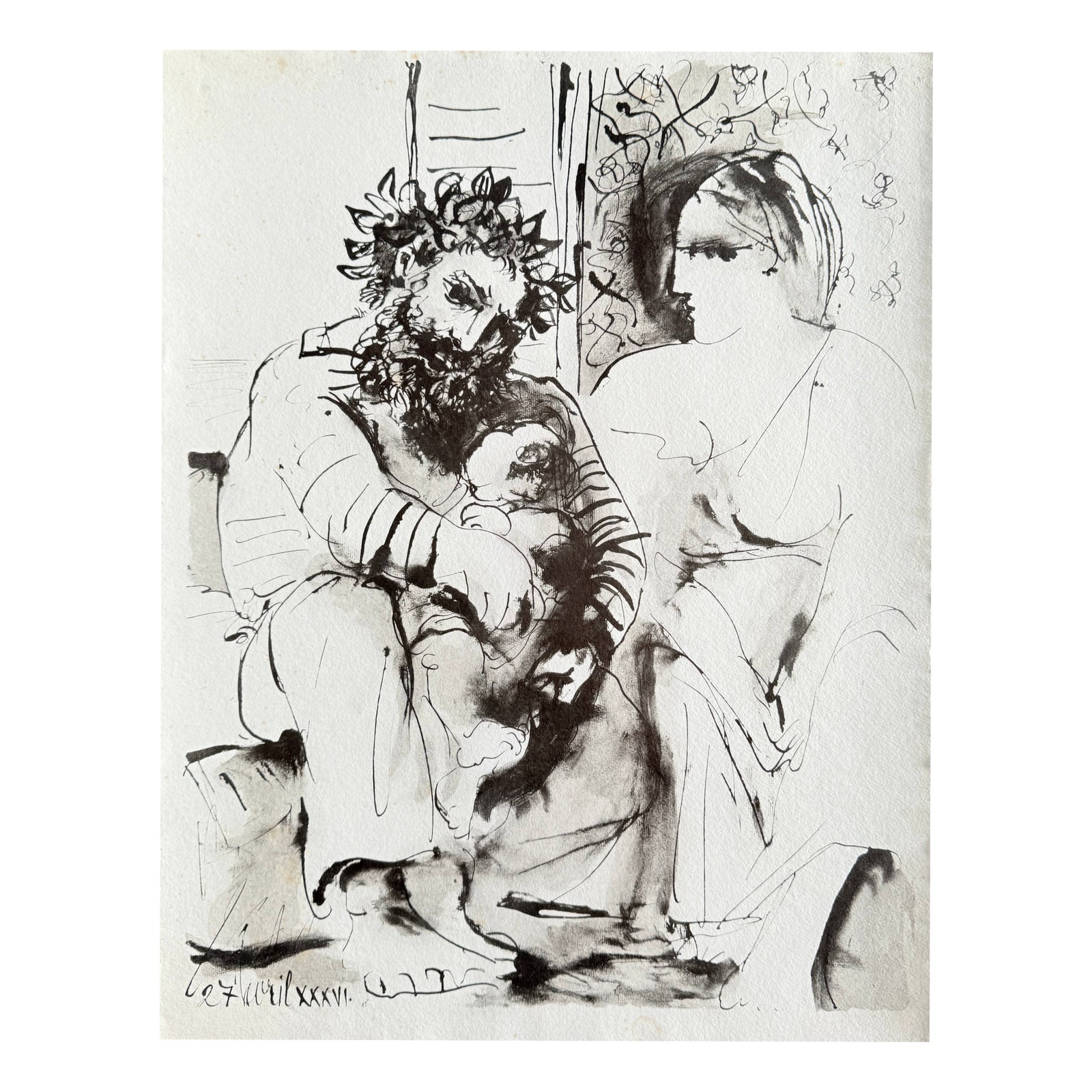 Pablo Picasso, Scene de famille, 1967, Lithograph | Chairish