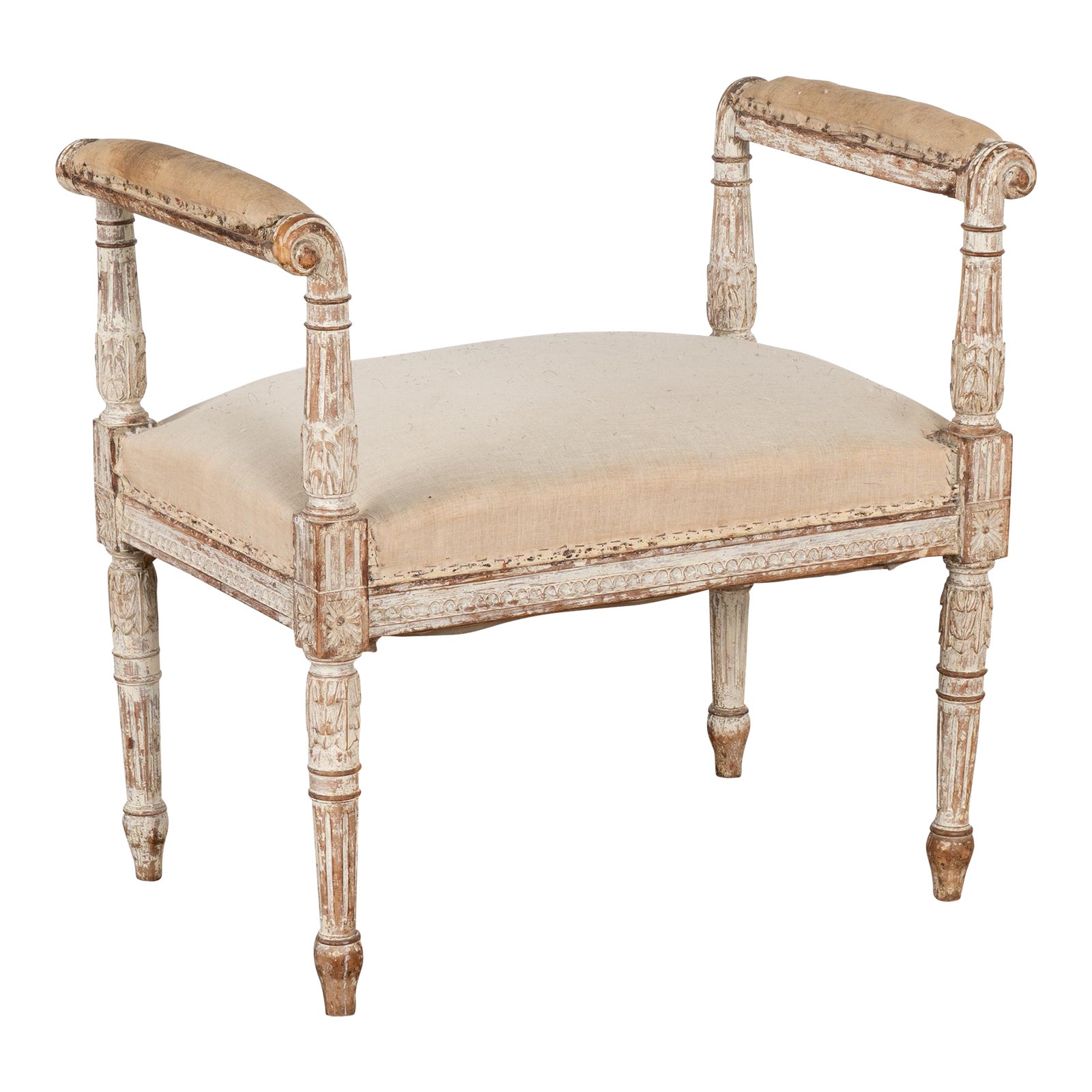 Swedish White Gustavian Tabouret Stool, Circa 1820-40 | Chairish