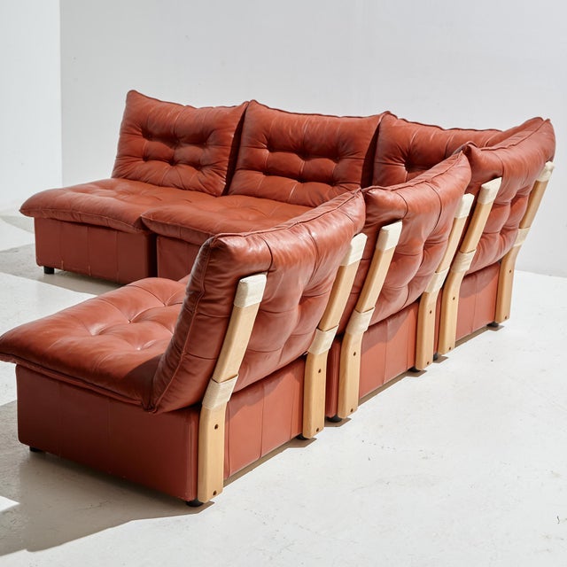 Modular Leather Sofa Set, 1970s, Set of 5 | Chairish