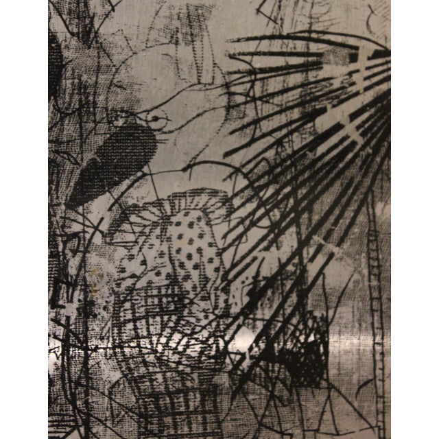 Mid Century Modern Abstract Expressionist Metal Etching | Chairish