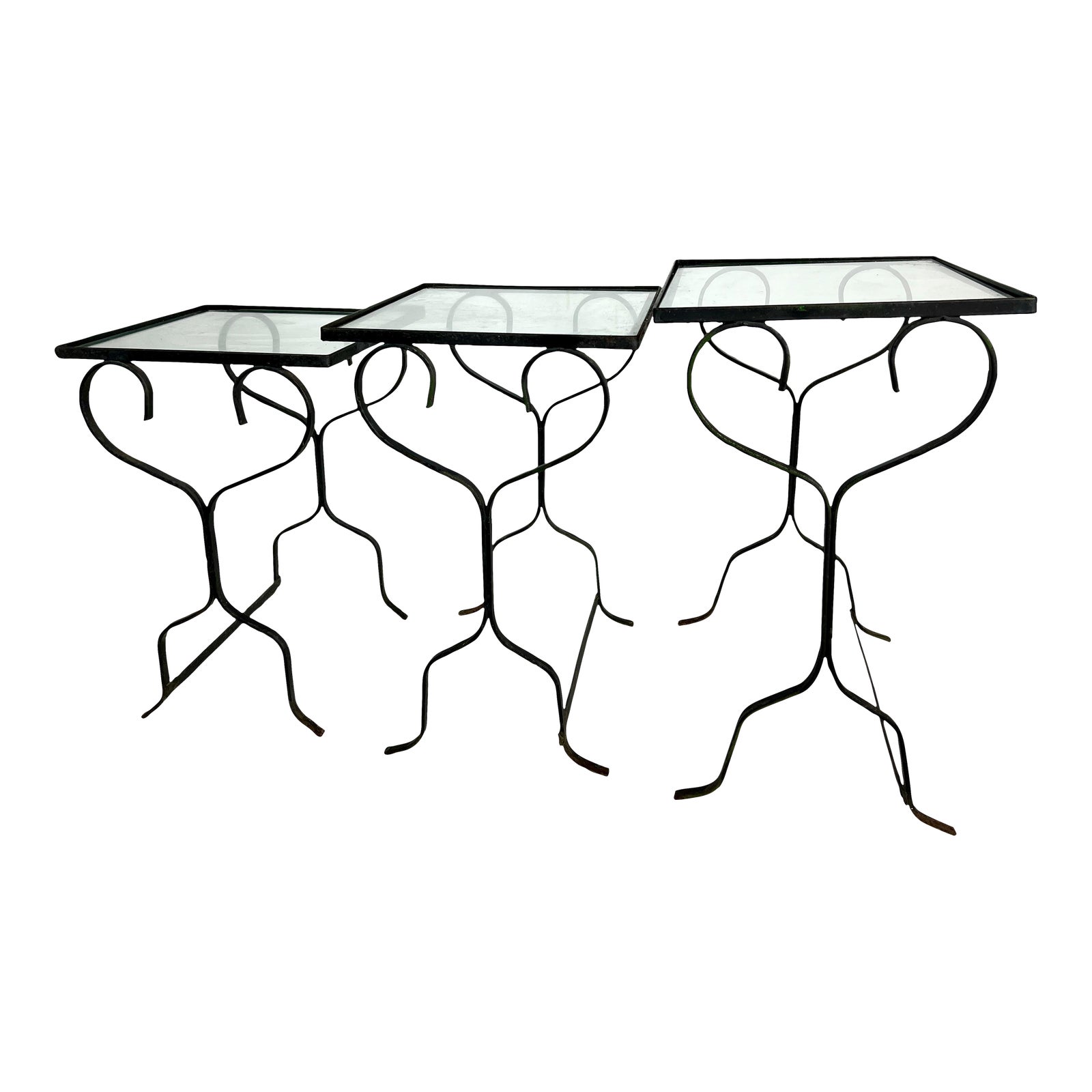 Vintage Cast Iron Salterini Style Nesting Outdoor Tables - Set of 3 ...