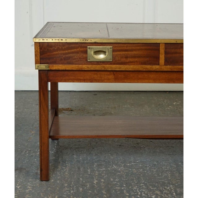 Vintage Military Campaign Style Coffee Table in Brown Aged Leather ...
