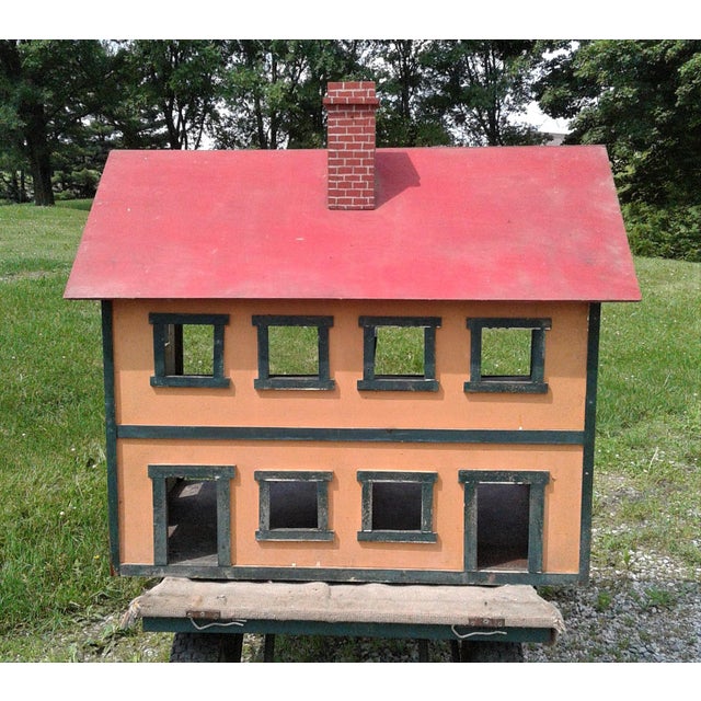 1930s Large Primitive Folk Art Wooden Doll House With Lift Up Roof ...