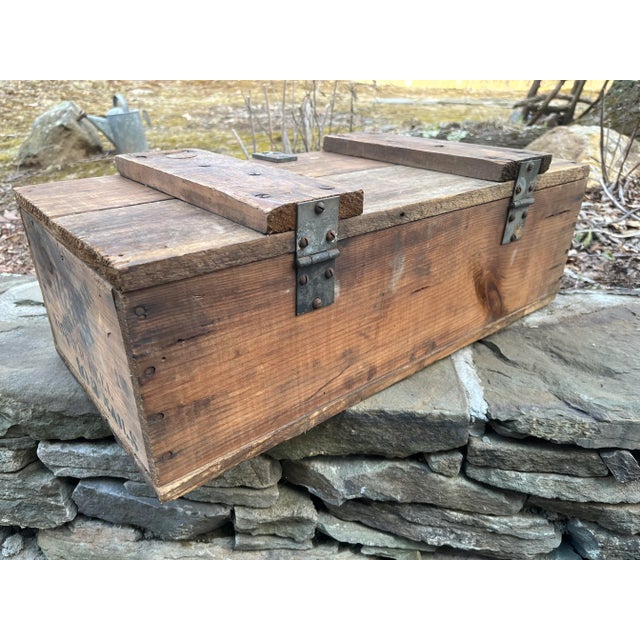 Vintage Primitive Wooden Storage Box Early 20th Century With Iron Bolt ...