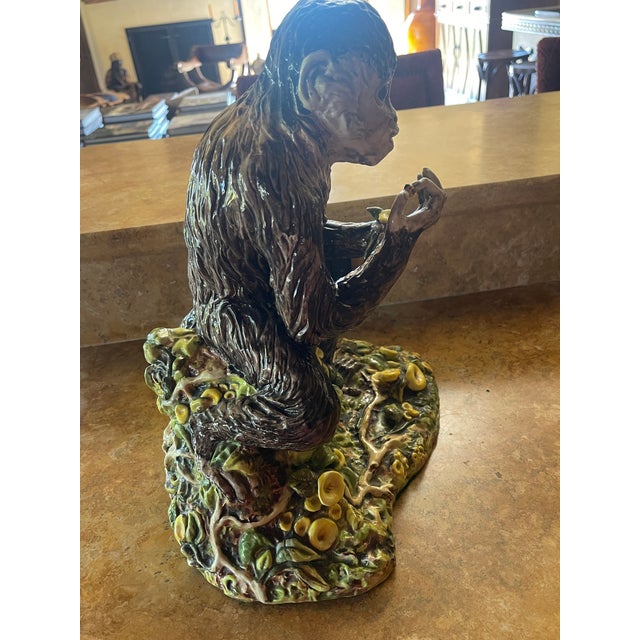 Antique Italian Majolica Monkey | Chairish