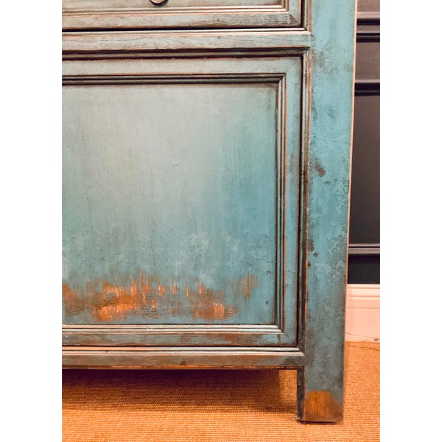 Modern Rustic Teal Sideboard | Chairish
