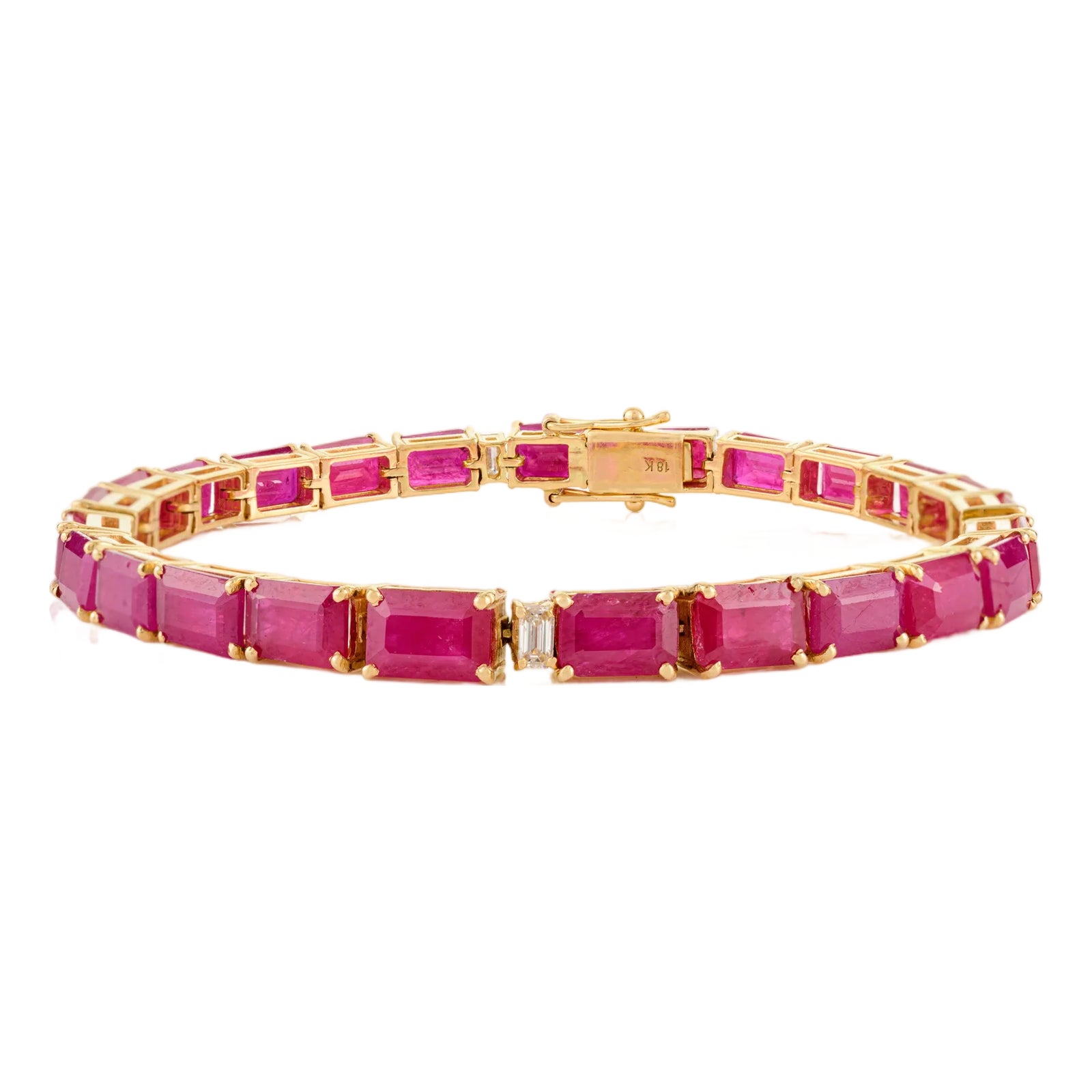 23.65 Carat Prong Set Ruby Bracelet With Diamonds | Chairish