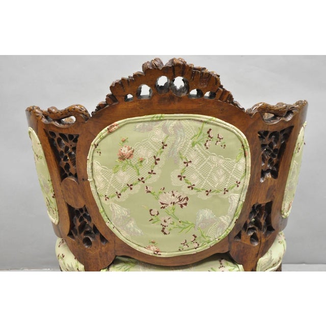 Antique Italian Regency Swan Carved Walnut French Victorian Club Lounge ...