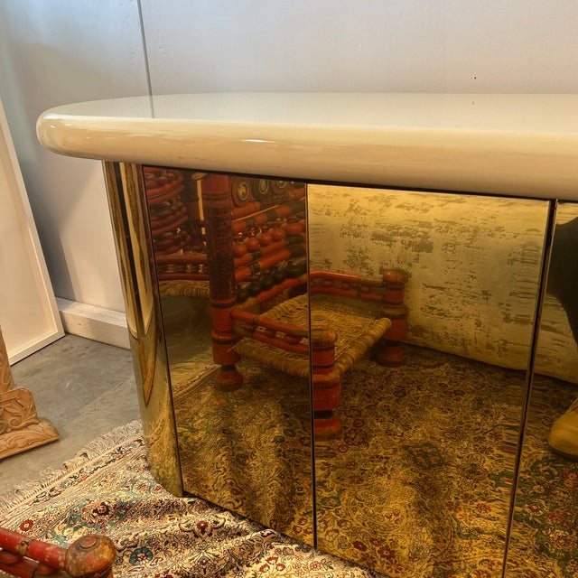 Brass and Bone - Colored Lacquer Four - Door Console/ Credenza | Chairish