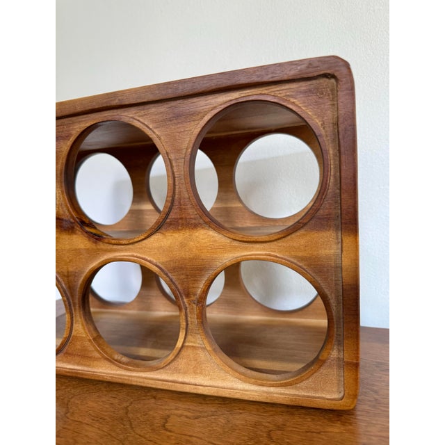 Mid 20th Century Vintage Mid Century Modern Walnut Wine Rack, Holds 6 ...