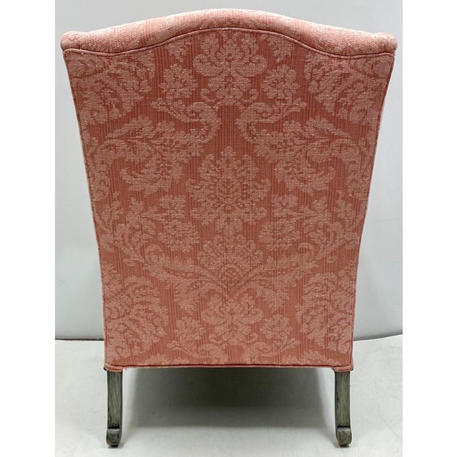 Early 20th-C. French Painted Wingback Chairs in Pink Damask -Pair ...